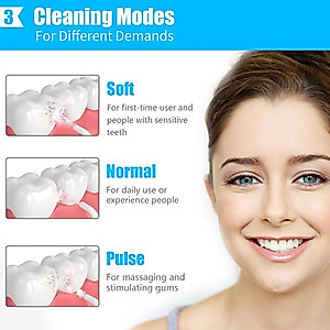 TUREWELL Water Flossing Cordless Oral Irrigator - 300ML Portable IPX7 Waterproof Water Teeth Cleaner, 3 Modes Water Cordless Oral Irrigator for Teeth/Braces, 5 Water Jet Tips for Travel & Family Use