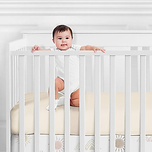 Sweet Jojo Designs Gold Girl or Boy Fitted Crib Sheet Baby or Toddler Bed Nursery - Solid Color Yellow Gender Neutral Cotton for Boho Desert Sun Mountain Collection