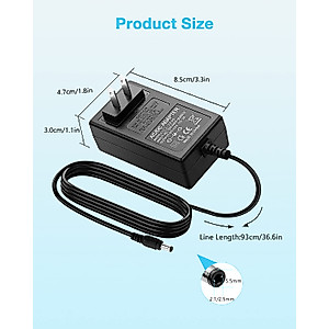 Aclorol 12V 3A Power Supply Adapter 36W 100V-240V AC to DC 12Volts Converter Adapter Transformer 3amp 2.8A2.5A2A1.5A 5.5x2.5mm 2.1mm for WS2811 12V LED Strip Light Wireless Router ADSL Cats IP Camera