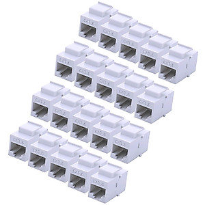 RJ45 Keystone Coupler - 20Pack iGreely Cat6 Cat5e Cat5 Compatible 8P8C Ethernet Network Jack Insert Snap in Adapter Connector Port Inline Coupler for Wall Plate Outlet Panel-White