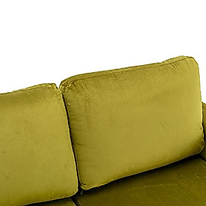 Verfur Convertible Sofa Sleeper Pull Out Bed, 3-Seater L-Shaped Couch with Storage Chaise and Side Pockets, Soft Upholstered Corner Sofa&Couches Sectional, Olive 72.44"