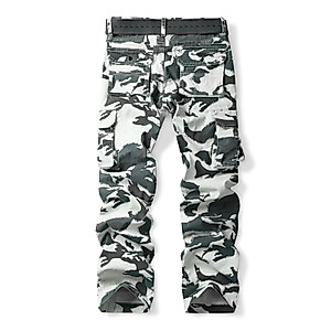 Womens Cargo Pants,Outdoor Casual Camoflage Camo Military Combat Work Hiking Pants with Pockets Camo White-US 4