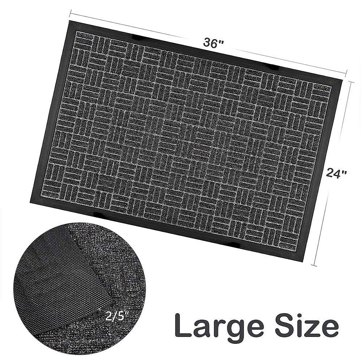 Amagabeli Large Outdoor Door Mats Rubber Shoes 36" x 24" Heavy Duty Low Profile Rug for Front Door Entrance Outside Patio Garage High Traffic Areas Indoor Waterproof