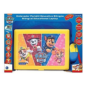 LEXiBOOK - Paw Patrol - Bilingual and Educational Laptop English/Spanish - Toy for Children, 170 Activities to Learn, Play Games and Music, Large Screen - JC599PAi2, Blue / Yellow