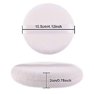 WXJ13 4 Pack 4.12 Inch Large Loose Powder Puff with 2 Pack Gold Metal Powder Box, Smooth Soft Puff with Ribbon Band Handle for Body Loose Powder