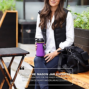 Masontops Wide Mouth Mason Jar Neoprene Sleeves - Gray - Triple Insulated Cozy - 2 Sleeves Cover 16-24 oz & Quart Sizes