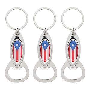 Purto Rico Beer Bottle Opener Keychain - Set of 3 - Oval