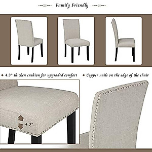 Quarte 5-Piece Dining Table Set, Marble Veneer Top Kitchen Table Set with 4 Thicken Cushion Dining Chairs for Home Living Room