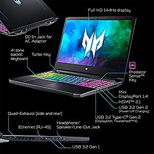 Acer 2022 Flagship Predator Helios Gaming Laptop: 15.6" FHD 144Hz 3ms IPS Display, Intel Gaming 8-Core i7-11800H, 64GB RAM, 4TB SSD, 6GB GeForce RTX 3060, Killer WiFi-6, RGB Keyboard, Win10H, TF