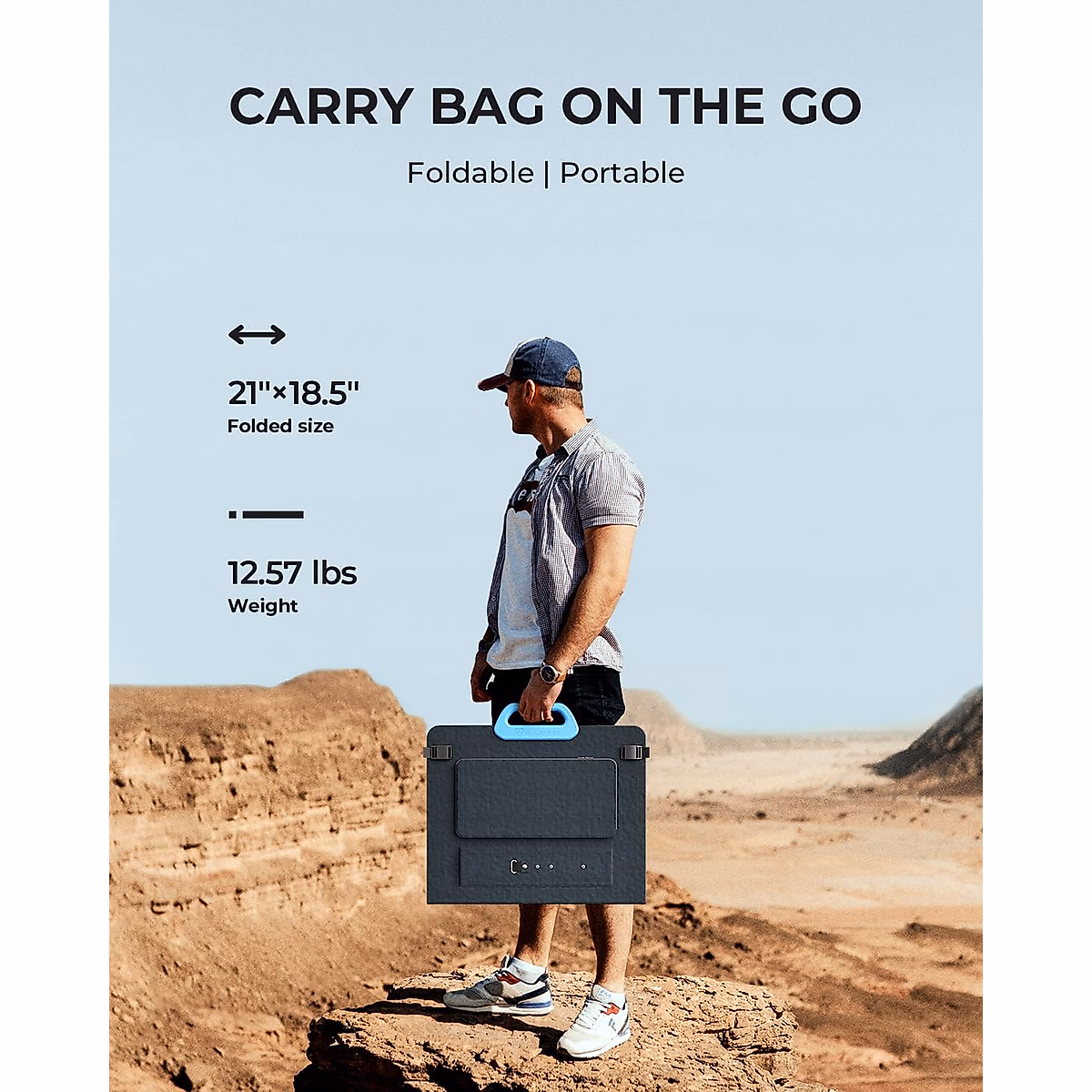 BLUETTI Solar Panel PV120, 120 Watt for Portable Power Station EB3A/EB55/EB70S/AC200P/AC200MAX/AC300, Foldable Solar Charger with Adjustable Kickstands for RV, Camping, Blackout