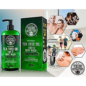 Viking Revolution Tea Tree Body Wash Soap for Men - Helps Athlete's Foot, Jock Itch, Eczema & Body Odors - Extra Strength Tea Tree Oil Men's Body and Foot Wash