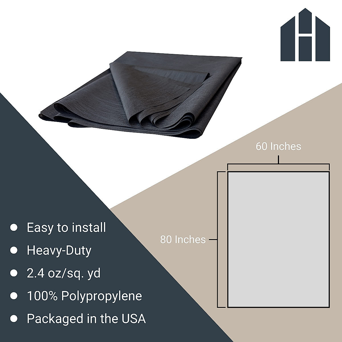 House2Home Box Spring Dust Cover for Bed Box Spring Repair, Heavy Duty 2.4 oz. Black Cambric Cloth, Replacement Box Spring Cover for Queen Foundation, 60" x 80"