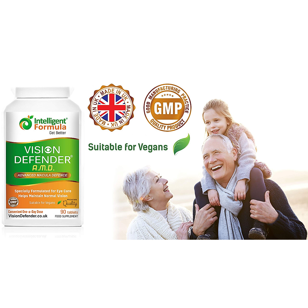 AREDS2 VISION DEFENDER AMD Supplement: Lutein, Zeaxanthin, Zinc, Vitamin E – AREDS 2 Eye Vitamins, Minerals, Nutrients for Eyes. 3 Months Supply (90 tablets) One-A-Day Vegan Eye Supplement. Made in UK