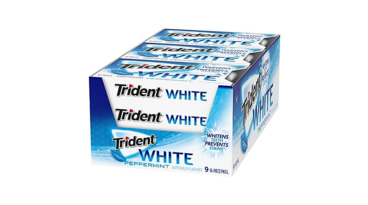 Trident White Peppermint Sugar Free Gum - Freshen Breath & Whiten Teeth