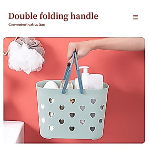 YUSAILU Shower Caddy Basket Shower Organizer Bucket Portable Pastic Storage Basket Using in Dormitory Bathroom Kitchen (Green 2)