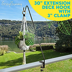 Heavy Duty Deck Hook, Black, 3 Inch Clamp, For Bird Feeders, Planters, Suet Baskets, Lanterns, Wind Chimes and More!