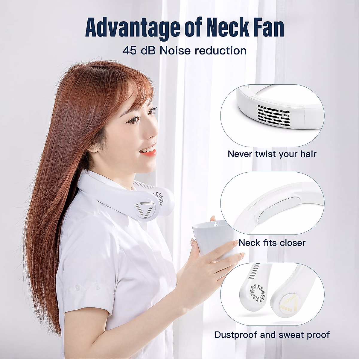 Dytecue Neck Fan Portable, Wearable Neck AC Air Conditioner Fan Built-in Refrigerating Chip, Personal Cooling Device Neck Cooler with 4000 Mah Rechargeable Hands Free 3-Speeds Fan for Outdoor Travel