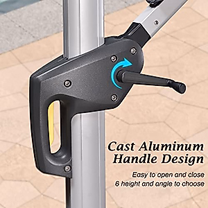 PURPLE LEAF 10 Feet Double Top Deluxe Solar Powered LED Square Patio Umbrella Offset Hanging Umbrella Outdoor Market Umbrella Garden Umbrella, Navy Blue