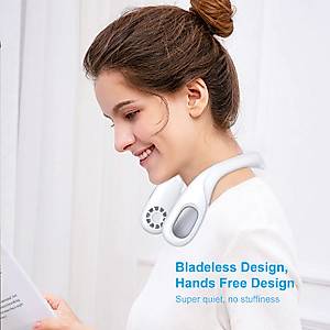 Diesetsr Portable Neck Fan, Hands Free Bladeless Neck Fan 3 Speeds 360°Cooling Wearable Personal Fan with 4000mAh USB Rechargeable Battery, Low Noise, for Office, Outdoor, Travel, Hiking