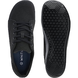 WHITIN Men's Fashion Barefoot Knit Minimalist Sneakers Wide Fit Toe Box Low Drop Sole Size 9 Minimus Casual Minimal Laces Up Shoes Flat All Black 42