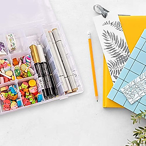 Keismodye Plastic Organizer Container Box for Wax Seal Stamps, 12 Grids with Adjustable Dividers for Beads Art DIY Crafts, Snaps, Stamps Or Pencils (1 Pack)