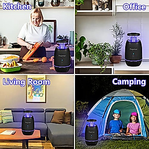 Pzqzmar Fruit Fly Trap,Electric Bug Zapper Indoor Insect Trap,Bug Catcher for Fruit Flies,Flying Insect,Mosquito,Gnat,Moth,Fly Mosquito Killer Lamp for Home House,UV Light&Sticky Glue,Plug-in(Black)