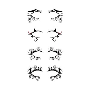 4 Pairs Halloween Eye Shadow Stickers and Skeleton Mouth Temporary Tattoo, Spider Web Skull Bat Eyeliner Decals Ghost Teeth Face Makeup Stickers for Women Girls