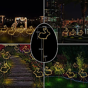 Easter Bunny Landscape Garden Pathway Window Light up Decor, 105 LEDs 3 Pack Metal Yard Sidewalk Lights, Holiday Rabbit Lamp Outdoor with Plug in Ground Stake for Patio, Yard, Lawn, Walkway Decoration