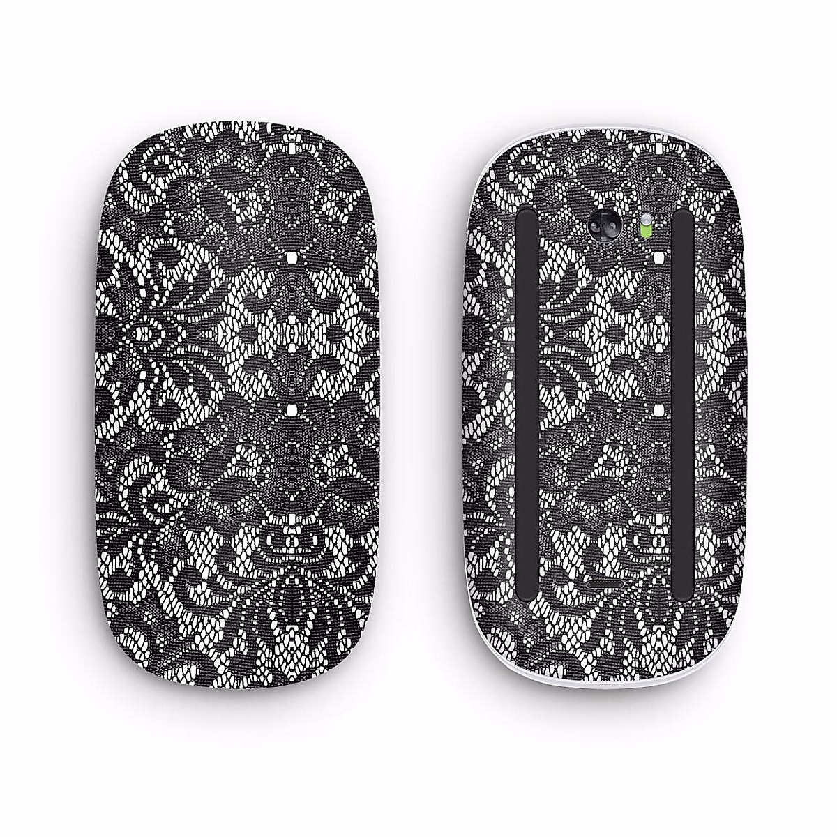 Design Skinz Black and White Lace Pattern V108 Vinyl Decal Compatible with The Apple Magic Mouse 2 (Wireless, Rechargable) with Multi-Touch Surface