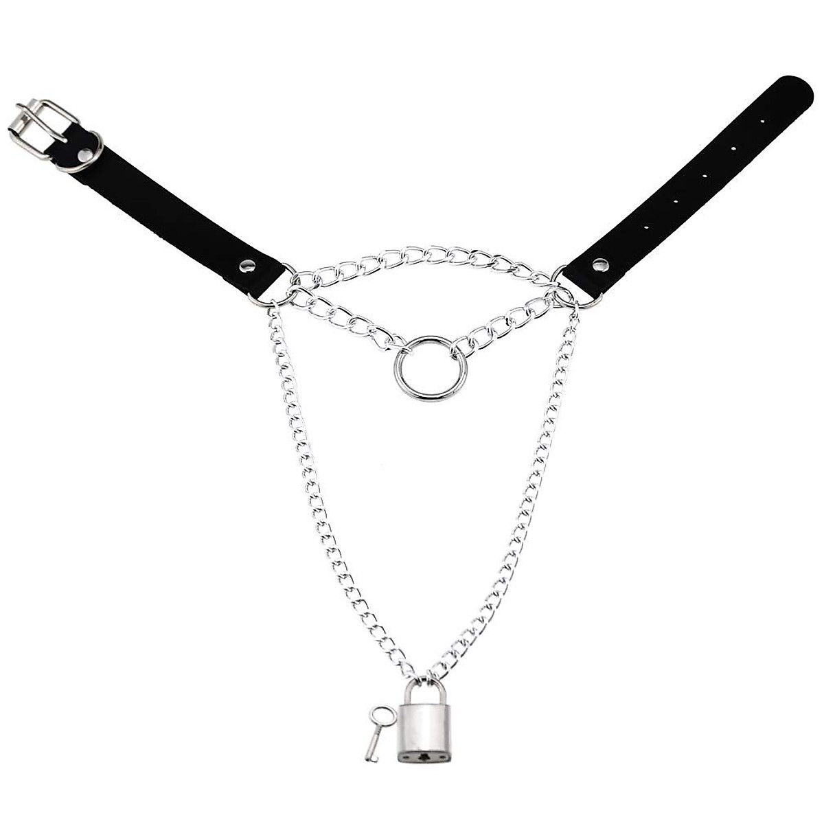 AWESE Adjustable Lock Leather Choker,Punk Rock PU Choker Necklace Goth Soft Choker Collar Chain for Women Girls Cosplayer