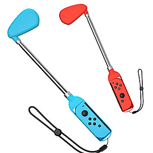 Golf Clubs for Nintendo Switch Mario Golf Super Rush 2021, Adjustable Handle Grip Compatible with Mario Golf Switch - Blue and Red