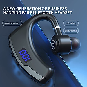 Bluetooth Headphone Single Ear Hook Wireless Business Headset with Mic Noise Cancelling Waterproof Earphone for L&R Ear