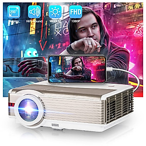 Mini Portable Projector 5200mAh Battery, Pocket Outdoor 3D Movie WiFi Projector Wireless HD Cinema Airplay Mirroring for Smart iOS Android Phone/Laptop, Small DLP Projector for DVD TV Stick HDMI USB