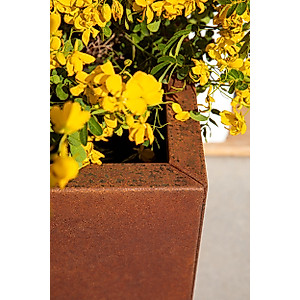 Veradek Corten Steel Series Cube Planter - Square Metal Planter for Outdoor Patio/Garden | Naturally Rusting Steel for All-Weather Use | Modern Rustic Décor for Trees, Flowers, Tall Trees