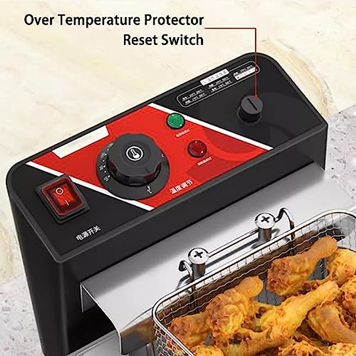 Commercial Deep Fryers, Electric Deep Fryer, Detachable Large Capacity Stainless Steel Electric Oil Fryer with Temperature Control, for Restaurant Home Kitchen (Color : 20L)