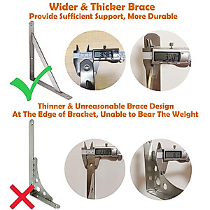 CLT Shelf Bracket 16” x 12" Max Load: 550 lb Heavy Duty Stainless Steel Solid Shelf Support Corner Brace Joint Right Angle Bracket, Space Saving DIY Bracket Pack of 2