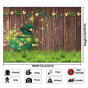 Happy St Patrick's Day Background Lucky Irish Shamrock Board Photography Backdrop for Baby Shower Birthday Party Decor Banner 7x5ft