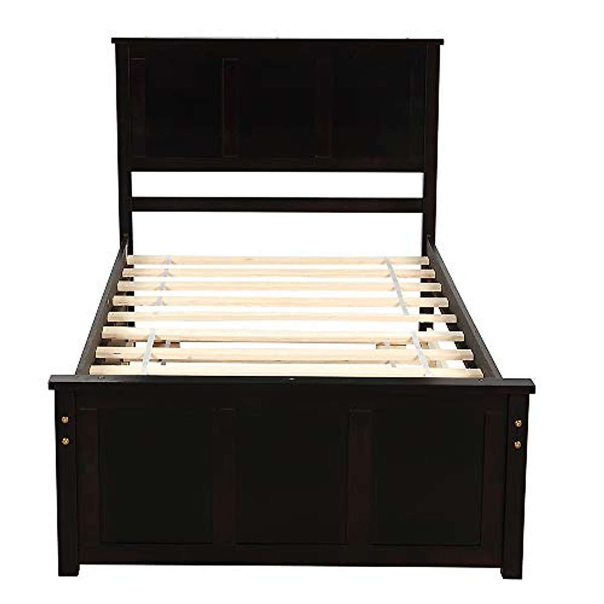 Harper & Bright Designs Twin Bed Frame with Trundle, Kids Platform Twin Bed with Pull Out Trundle,Solid Wood, No Box Spring Needed