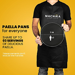 Machika Stainless Steel Pan with Non-Sticking Surface | Cooking Pan | Large Skillet Perfect for Preparing Mediterranean Food | Sandwich Bottom | 3 Servings | 11 inches |