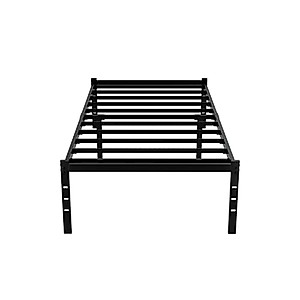 Twin XL Size Bed Frame/ 18 Inch High Heavy Duty Steel Slat Platform Bed Base/Mattress Foundation/Anti-Slip/Noise Free/Easy Assembly/No Box Spring Needed/Black