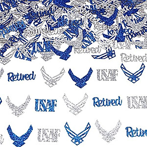 Airforce Party Decorations 200pcs Airforce Retirement Confetti for Men Blue and Sliver Airforce Retirement Table Decorations Confetti with USAF Retired Airplane Patriotic Airforce Gun Party Decoration Supplies