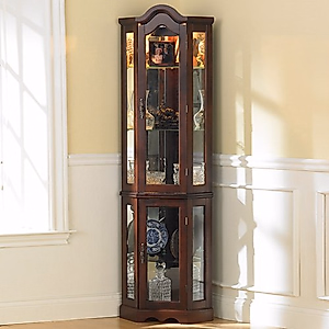 Home Decorators Collection Vitric Lighted Curio, 70" Hx21 Wx16 D, Mahogany