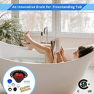 ABS Freestanding Tub Drain Rough-in Kit Upgrade bathtub Drain kit with Brass Tail Pipes and ABS Plastic Adapter, Fit for all freestanding bathtub Floor Mounted Bathtub and Copper Bathtub