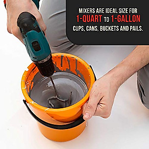 TCP Global Paint, Epoxy Resin, Mud Power Mixer Blade Drill Tool for Mixing Quarts and Gallons (2 Pack) - 10" Long, 1/4" Round Drill Shaft, 2.5" Plastic Paddles - Stirring Cans, Buckets, Pails and Cups