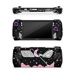 ZOOMHITSKINS Compatible for ROG Ally Skin, Moon Black Pink Sky Star Anime Kawaii Cute, Durable 3M Vinyl Sticker, Made in The USA