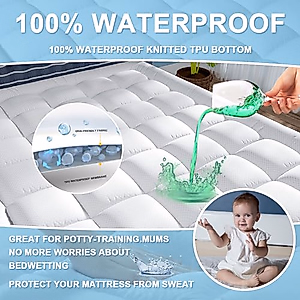JTE Twin Mattress Pad for Back Pain, 100% Waterproof Extra Thick Quilted Fitted Mattress Protector, Breathable Cooling Mattress Topper Bed Cover Pillow Top 8-21" Deep Pocket(39 * 75 Inches, White)