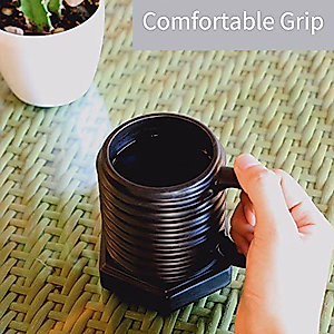 EPFamily 3D Ceramic Cool Mug Black Coffee Mugs Porcelain Attractive Day Gift Mug-Screw Cap Shape Durable Cup Gifts for Man Father Dad Grandfather Women Home Office 12 oz