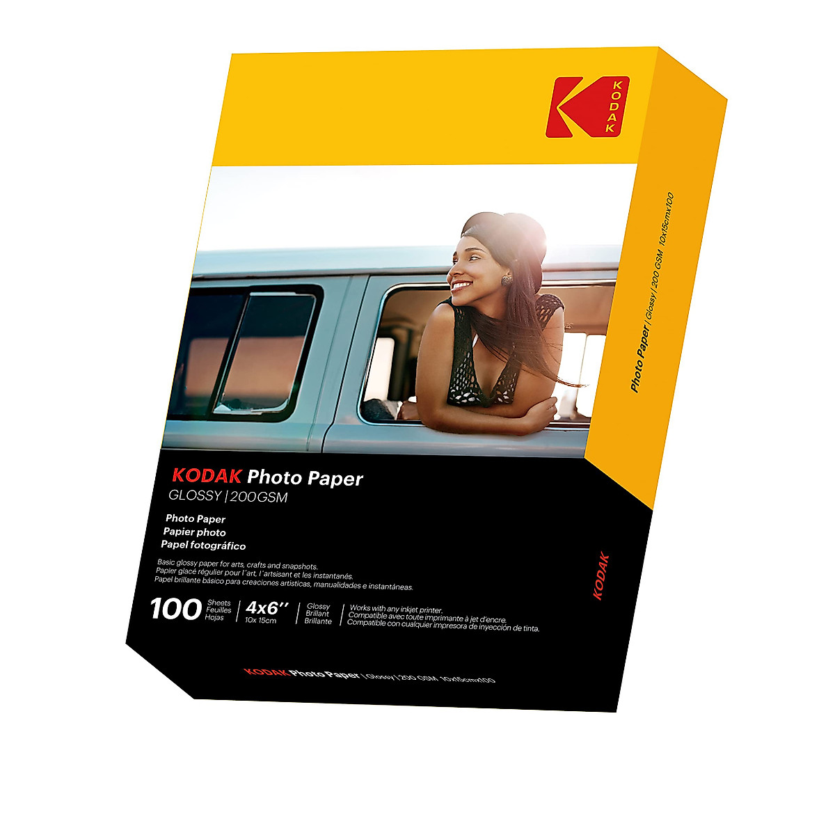 KODAK Photo Paper Gloss 4 X 6, 100 count, 52lb-200 g/m 2-8.5MIL (41180-1743327) Not compatible with Kodak Dock Printers.
