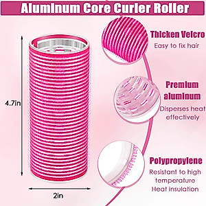 WILLBOND 4 Pcs Long Hair Rollers for Bangs Aluminum Core Curlers Thermal Self Grip Roller for Long and Medium Hair Women Hairstyle(4.7 x 2 Inch,Rose Red, Light Pink, Purple, Black)