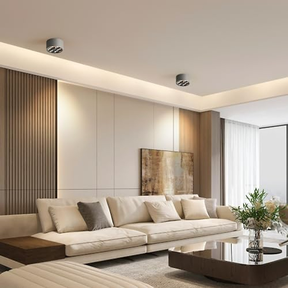 YAOWSZM 2Pack Modern Flush Mount Ceiling Lights 6W LED Dimmable Ceiling Light Fixture Gray Cylindrical Ceiling Spotlight for Living Room Hallway Kitchen